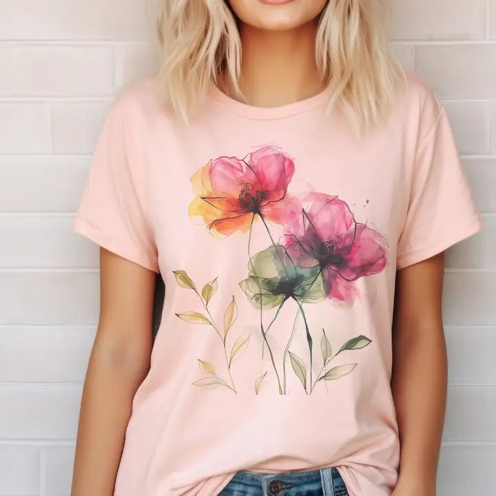 Flower Poppy Watercolor T-Shirt – The Summer Kitchen